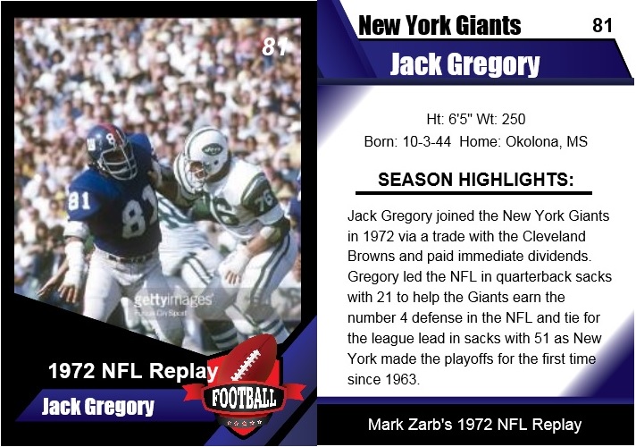Jack Gregory – 1972 NFL Replay | Oguard62